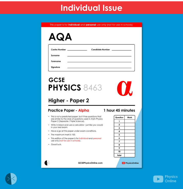 AQA GCSE Practice Paper | Paper 2 - Alpha | Individual Issue – Physics ...